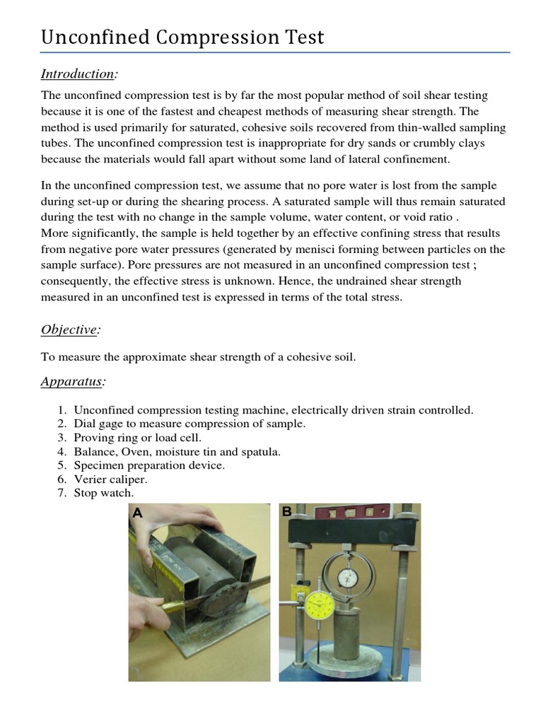 Unconfined Compression | PDF | Civil Engineering | Solid Mechanics