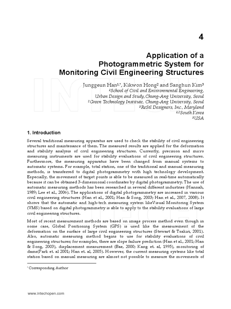 Application of A Photogrammetric System For Monitoring Civil Engineering Structures | PDF ...