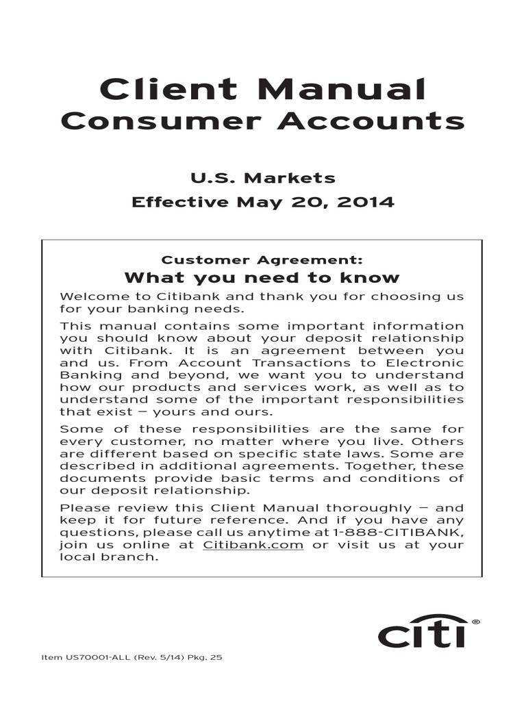 Consumer Client Manual Citibank | PDF | Citigroup | Cheque