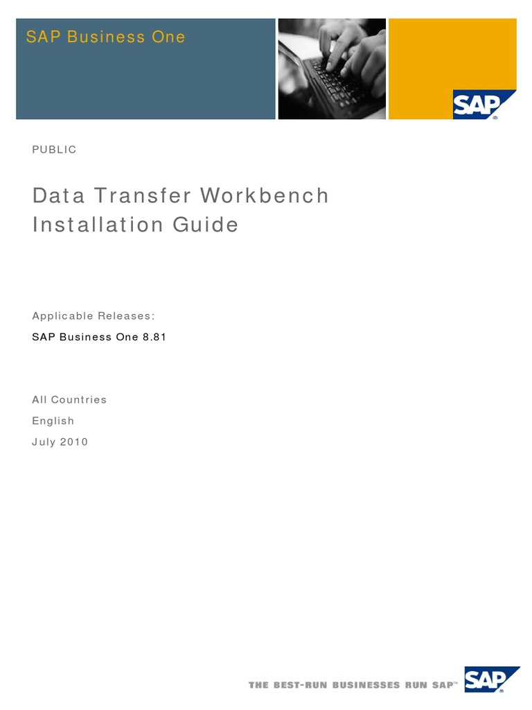 Data Transfer Workbench Installation Guide: SAP Business One | PDF