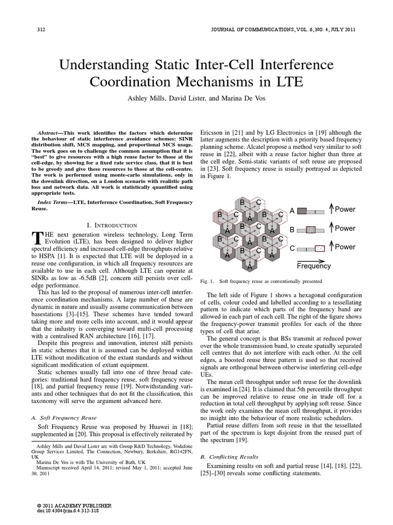 Understanding Static Inter-Cell Interference Coordination Mechanisms in LTE | PDF | Cellular ...