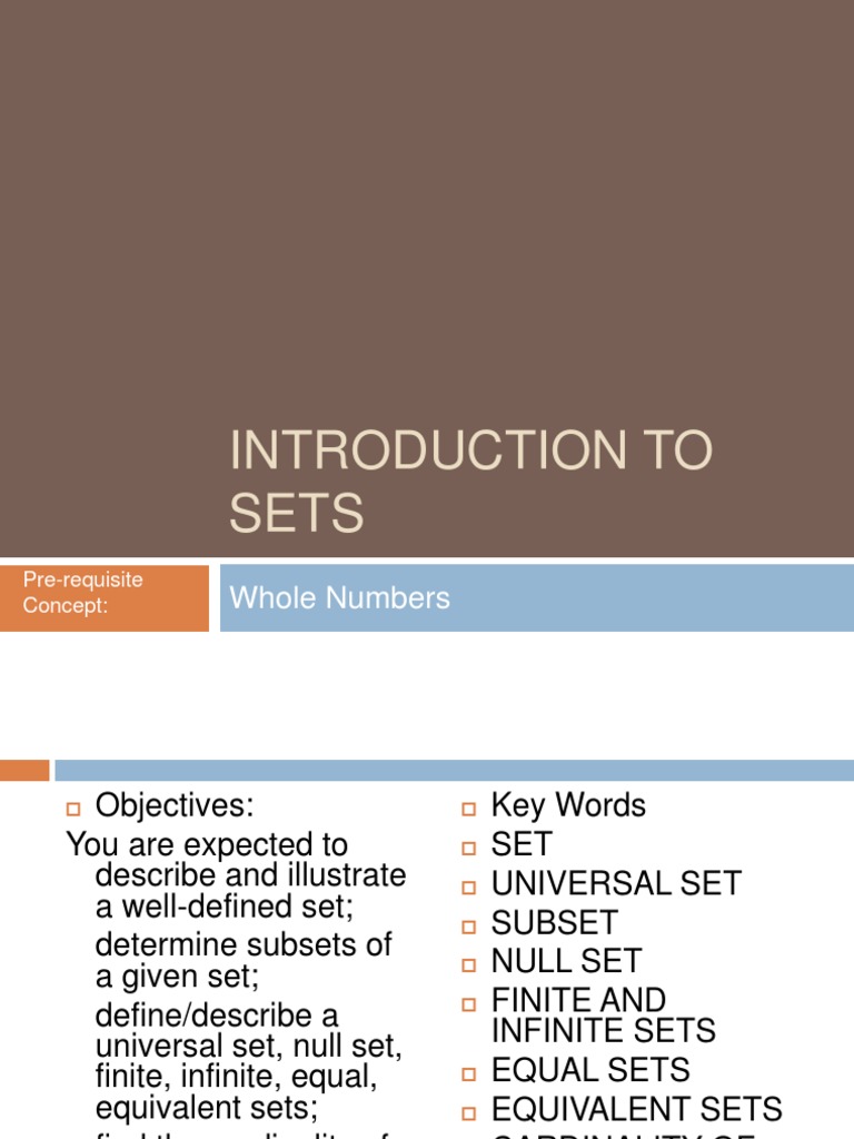 Introduction To Sets: Whole Numbers | PDF | Set (Mathematics) | Empty Set