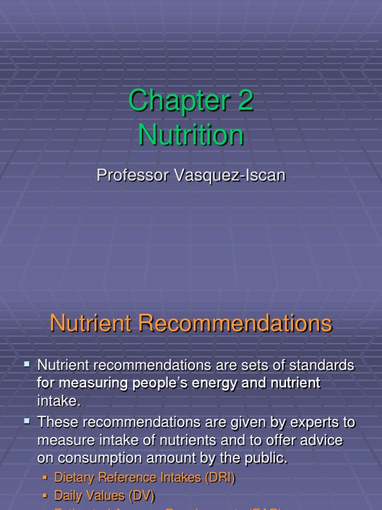 Chapter 2 Nutrition | PDF | Nutrients | Food Energy