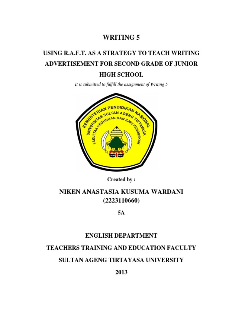 Using R.A.F.T. As A Strategy To Teach Writing Advertisement For Second ...