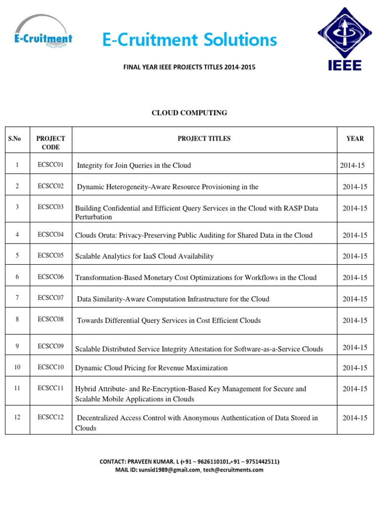 2014-15 Ieee Projects List, Ieee Projects For Java, Ieee Projects For ...