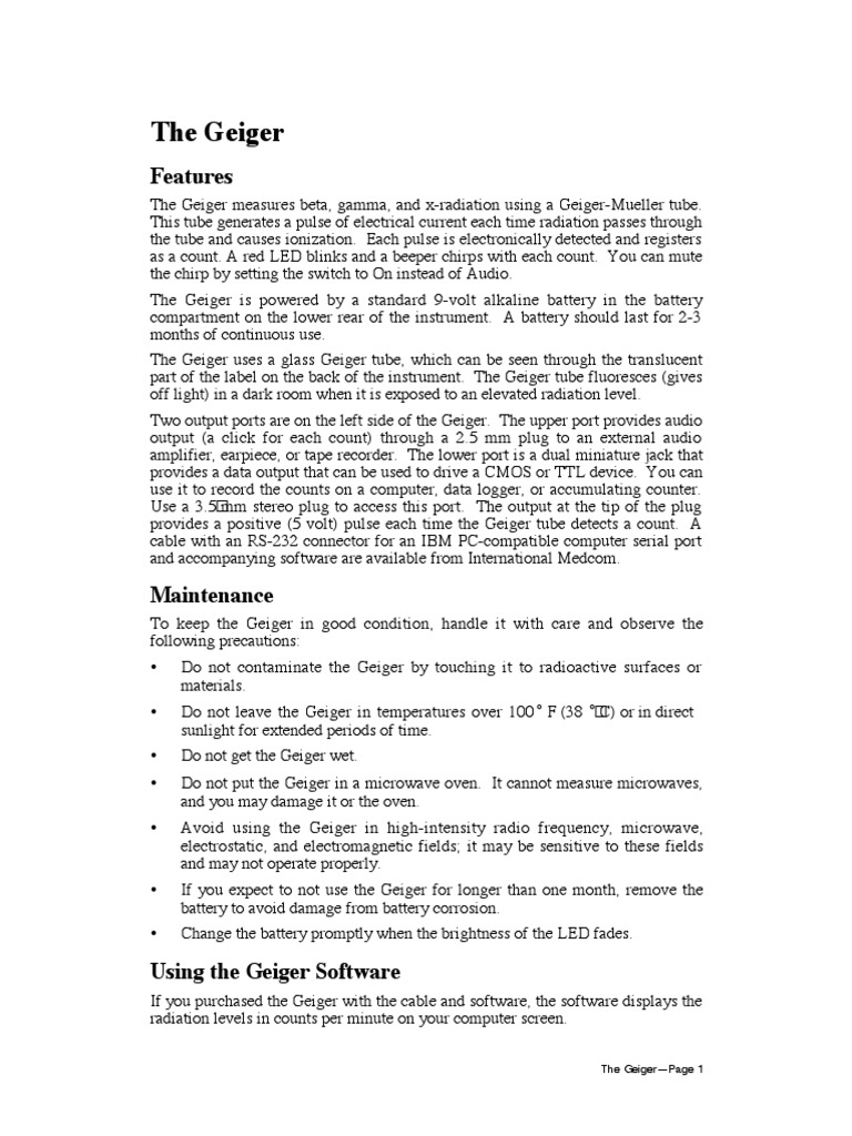 Measure Radiation Levels with the Geiger Counter | PDF | Vacuum Tube ...