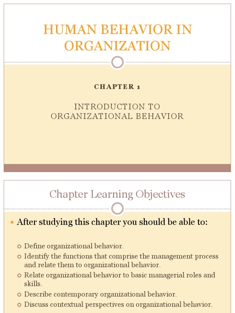 Human Behavior in Organization Chapter 1. | Organizational Behavior ...