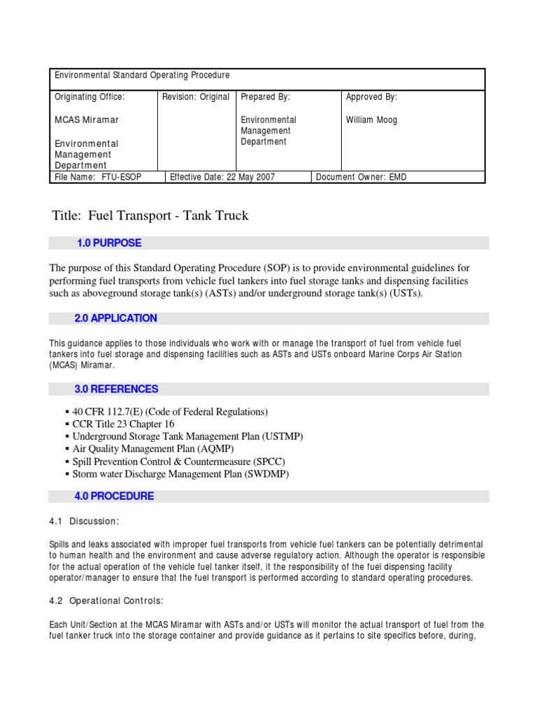Fuel Transport Safety Procedures | PDF | Oil Tanker | Safety