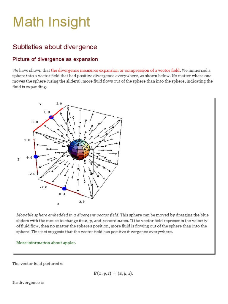 Subtleties About Divergence - Math Insight | PDF | Divergence | Fluid ...