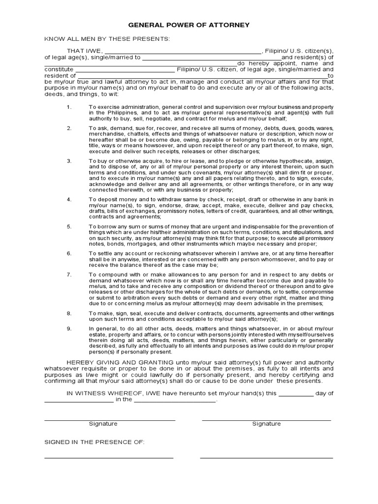 General Power of Attorney | PDF | Power Of Attorney | Negotiable Instrument