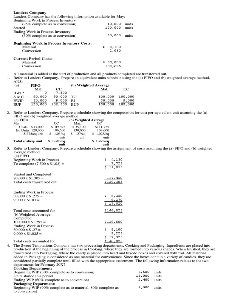 Process Costing Problems | PDF | Cost Of Goods Sold | Inventory
