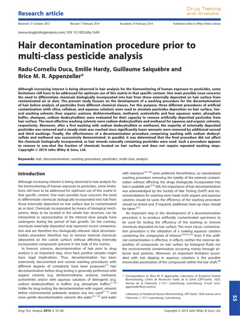 Hair Decontamination Procedure | PDF | Mass Spectrometry | Solvent