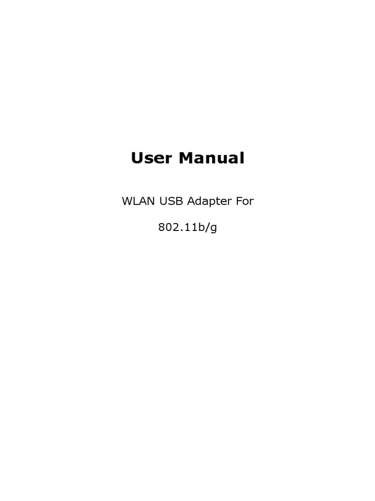 User Manual: WLAN USB Adapter For 802.11b/g | PDF | Wireless Lan ...