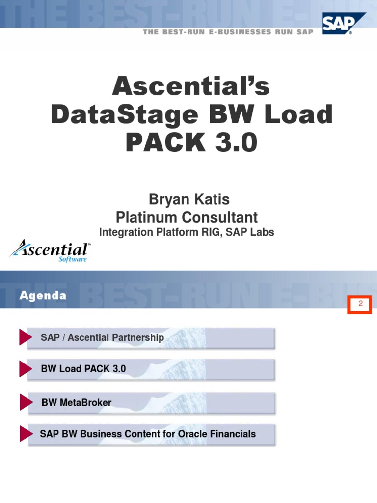 Ascential'S Datastage BW Load Pack 3.0: Bryan Katis Platinum Consultant | PDF | Metadata ...
