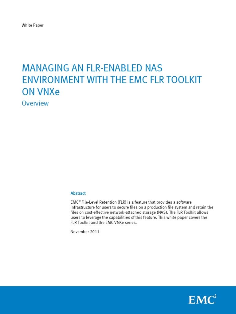 Managing An Flr-Enabled Nas Environment With The Emc FLR Toolkit On Vnxe | PDF | Computer File ...