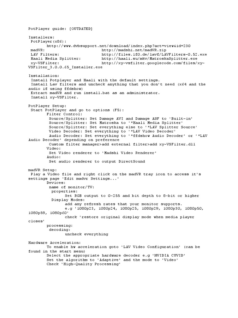 PotPlayer Guide | PDF