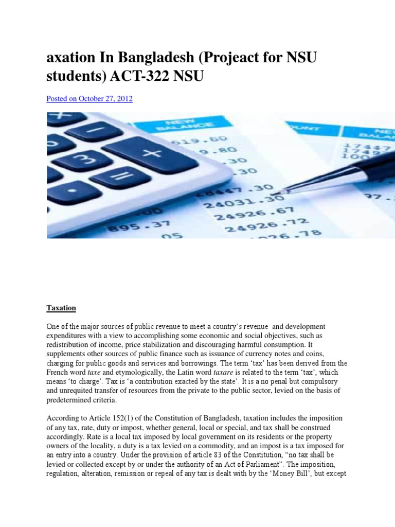 Taxation in Bangladesh | PDF | Capital Gains Tax | Taxes