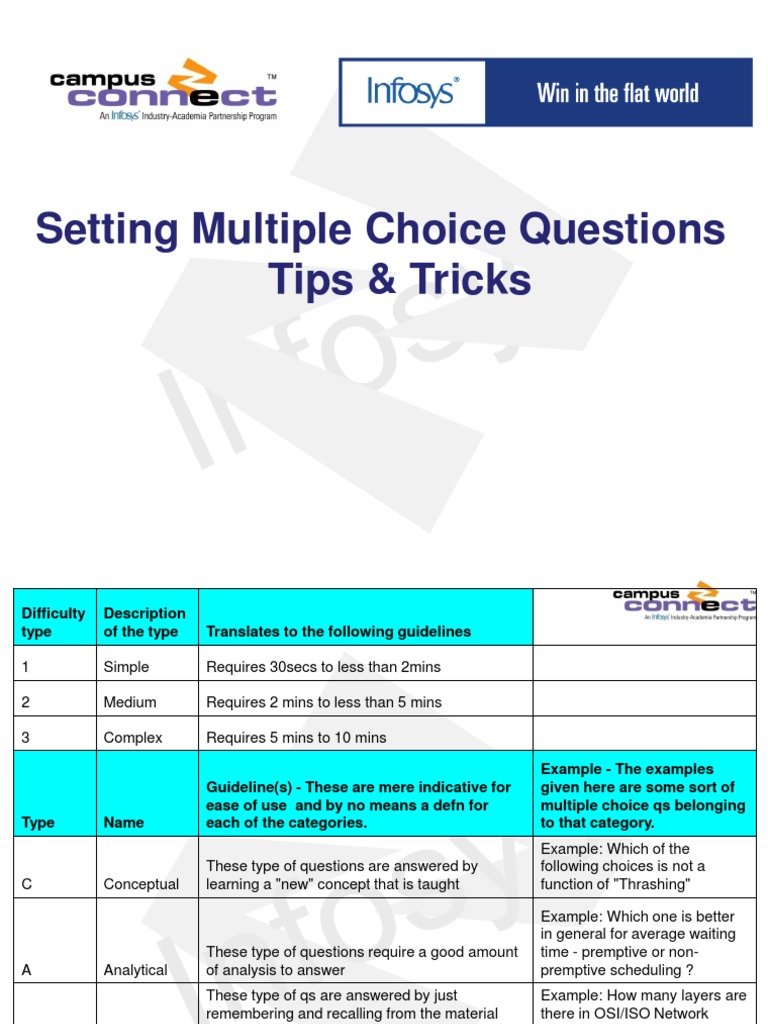 Setting Multiple Choice Questions Tips & Tricks | PDF | Multiple Choice ...