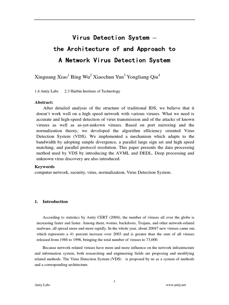 An Architecture for a High-Performance Network Virus Detection System ...