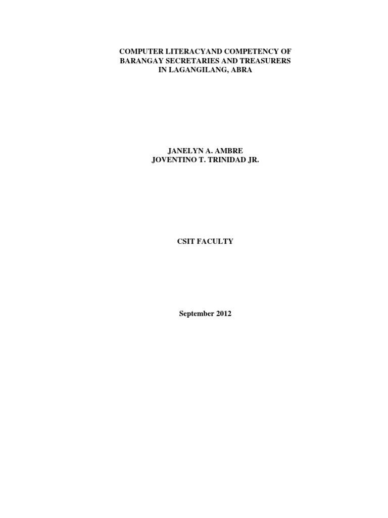 Computer Literacy Research Final | PDF | Literacy | Employment