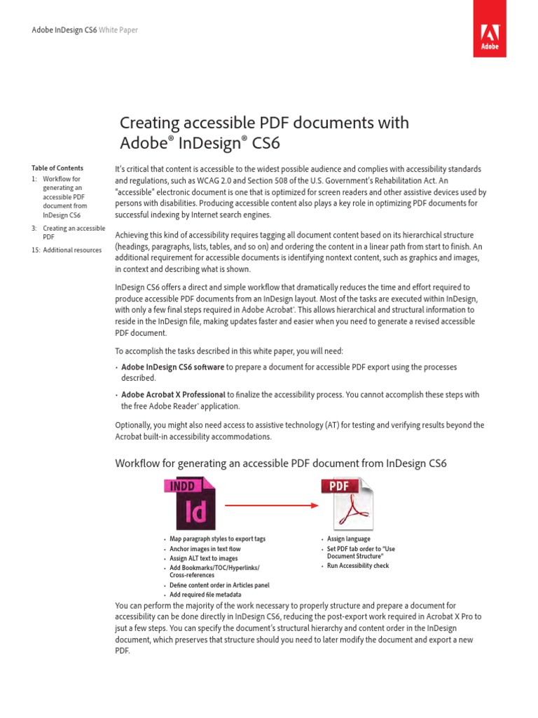 Creating Accessible PDF Documentw With Adobe Indesign Cs6 v3 | PDF ...