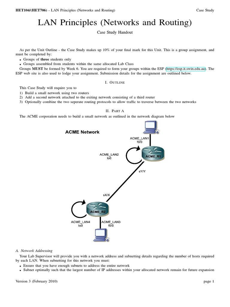 Case Study CCNA | PDF | Router (Computing) | Computer Network