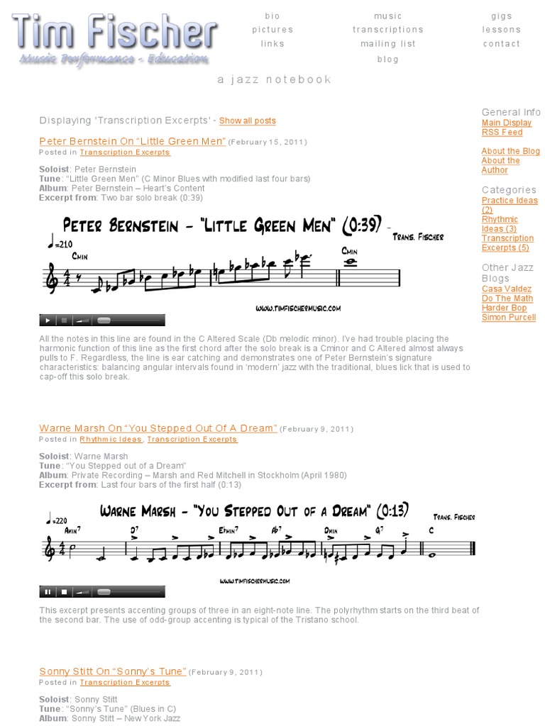 A Jazz Notebook - A Blog by Tim Fischer | PDF | Jazz | Music Theory