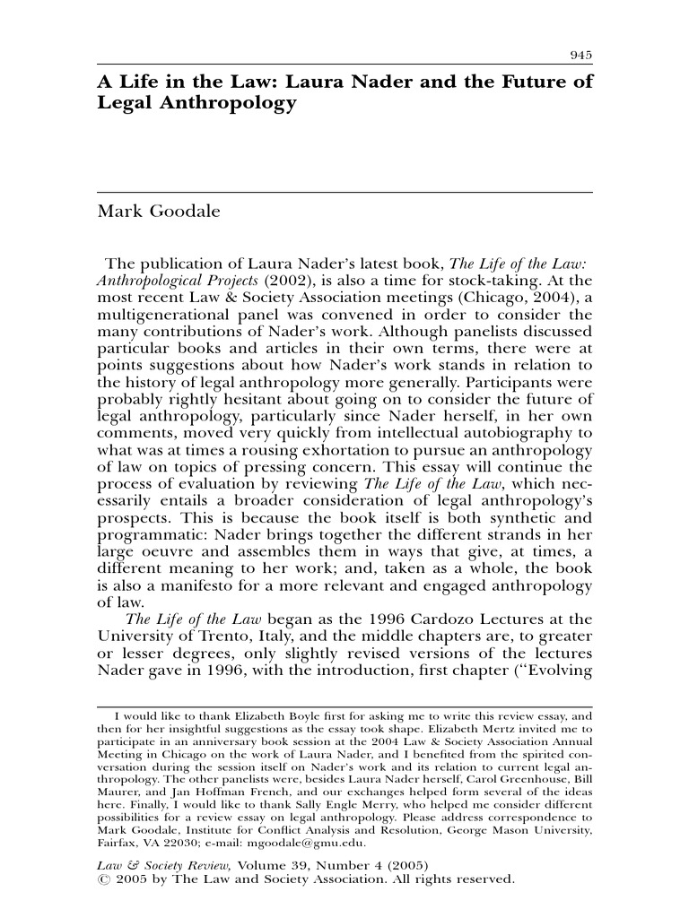 A Life in The Law Laura Nader and The Future of | PDF | Anthropology ...