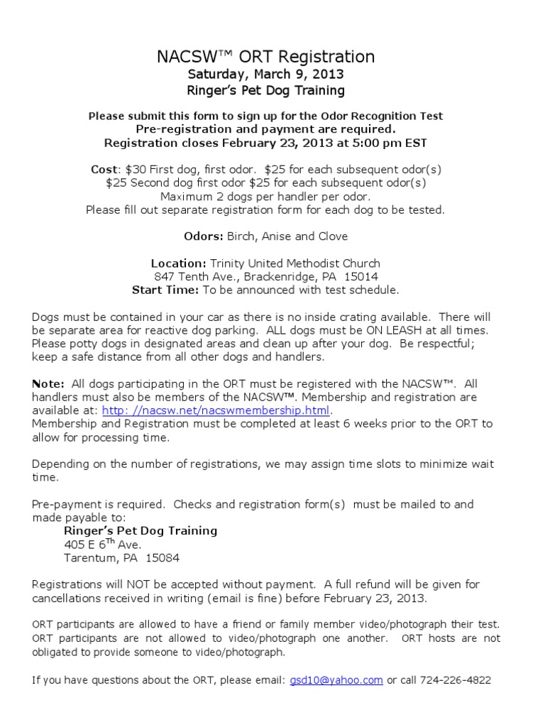 ORT Registration Revised 1.10.13 | PDF | Government | Business