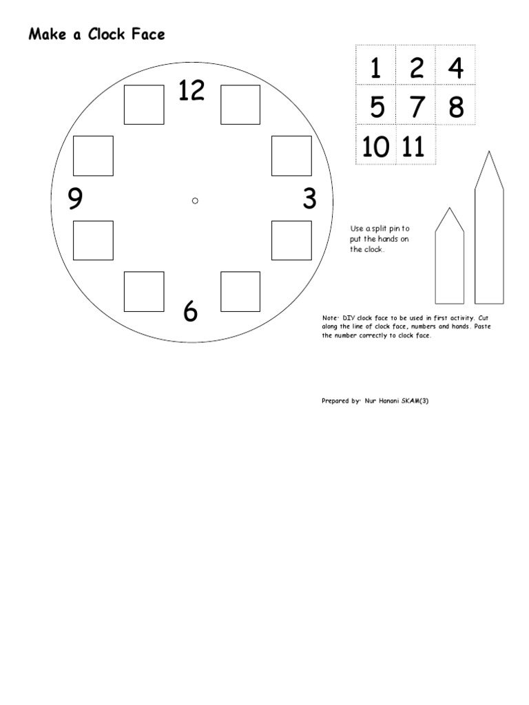 DIY Clock Face Craft Template | PDF | Home & Garden