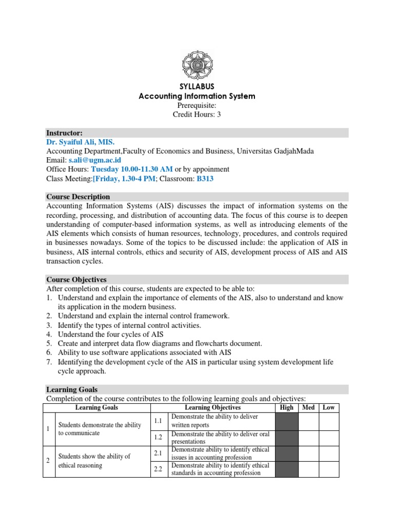 Accounting Information System Syllabus | PDF | Artificial Intelligence ...