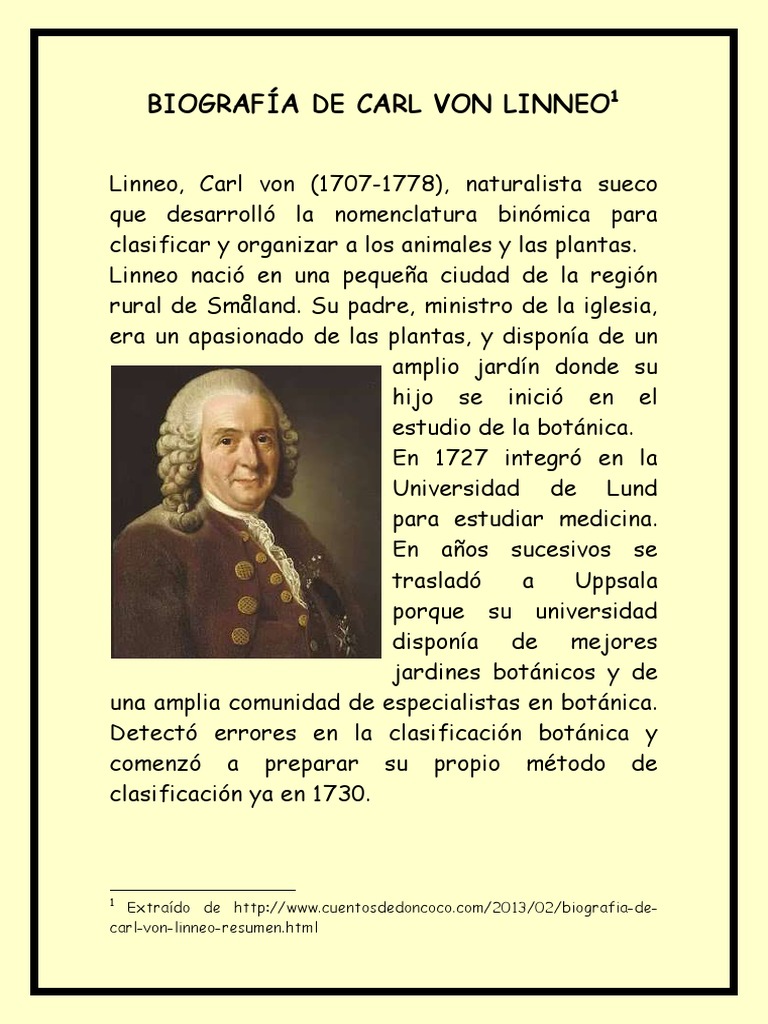 Biografía de Carl Von Linneo