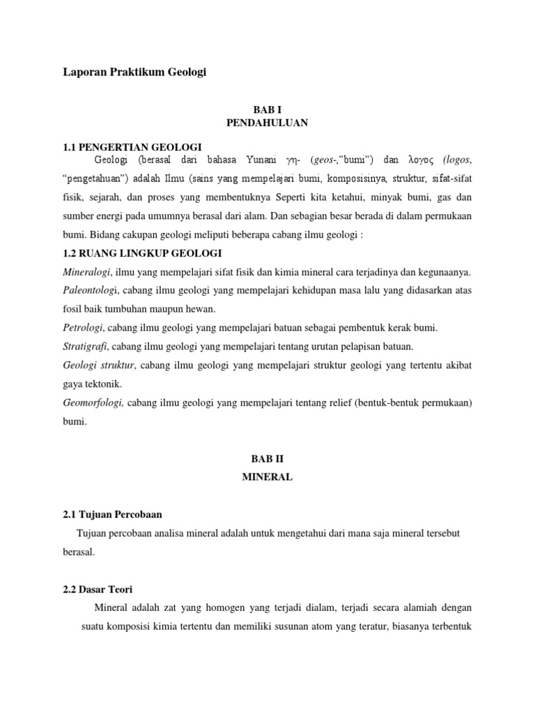 Laporan Praktikum Geologi | PDF | Sains & Matematika