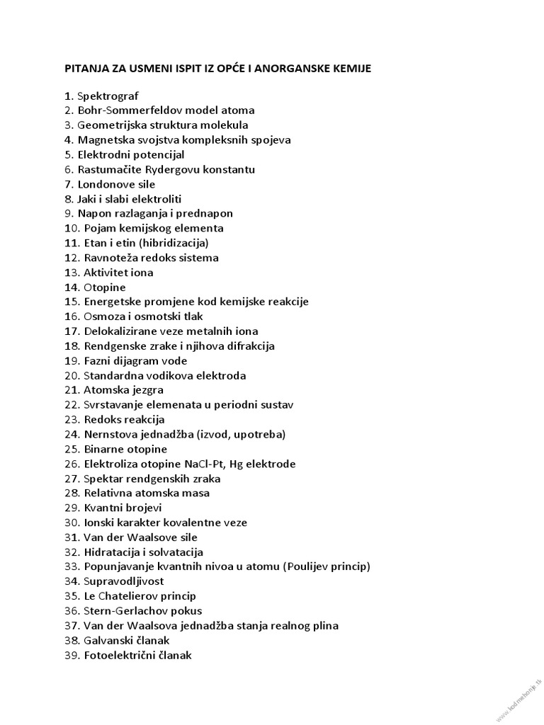 OiAK Pitanja Za Usmeni | PDF