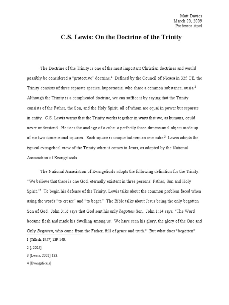 CS Lewis - On The Doctrine of The Trinity | PDF | Trinity | God The Father