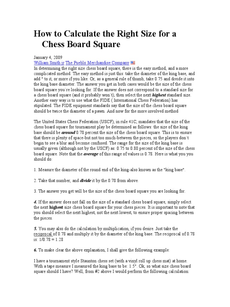 Correct Chess Size | Download Free PDF | Traditional Games | Chess