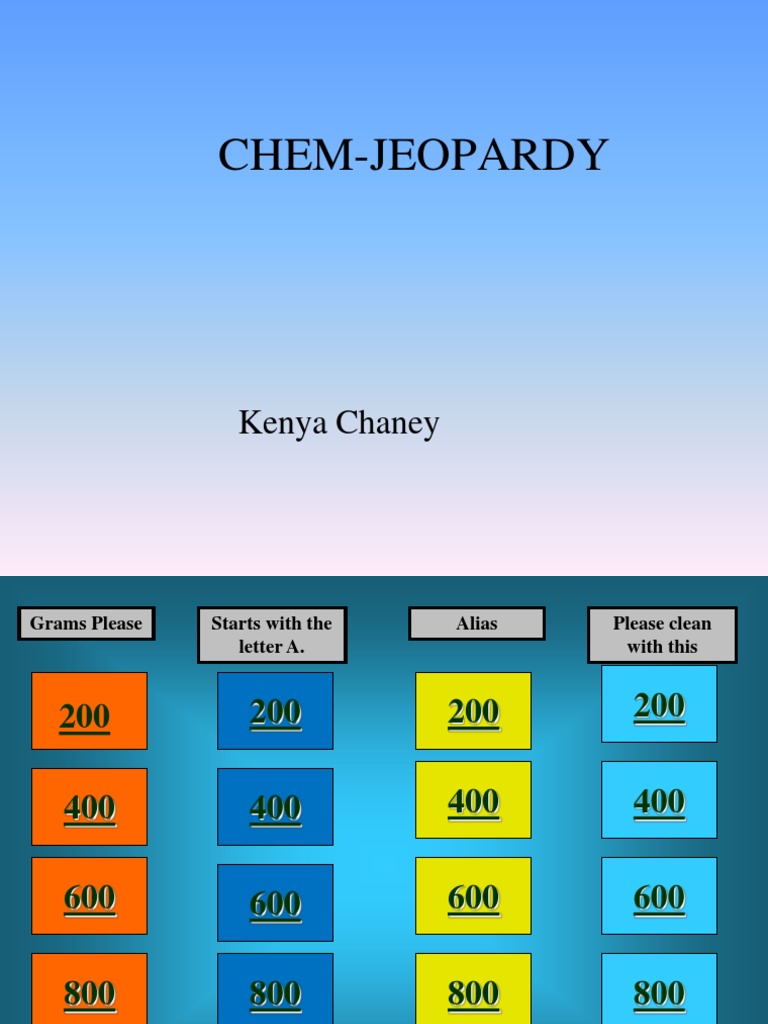 Chemistry Jeopardy Game Questions | PDF