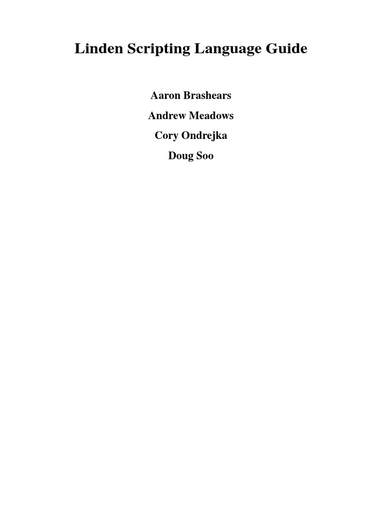 Linden Scripting Language Guide | PDF