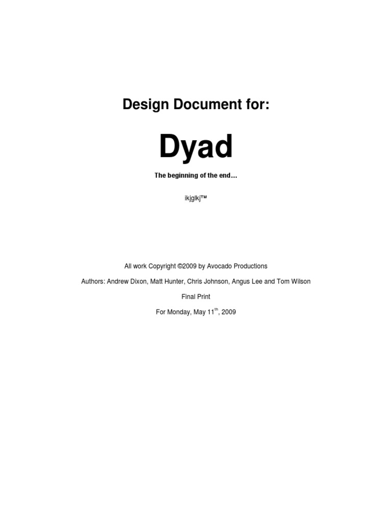 Dyad Design Document | PDF | Loki (Comics) | Leisure