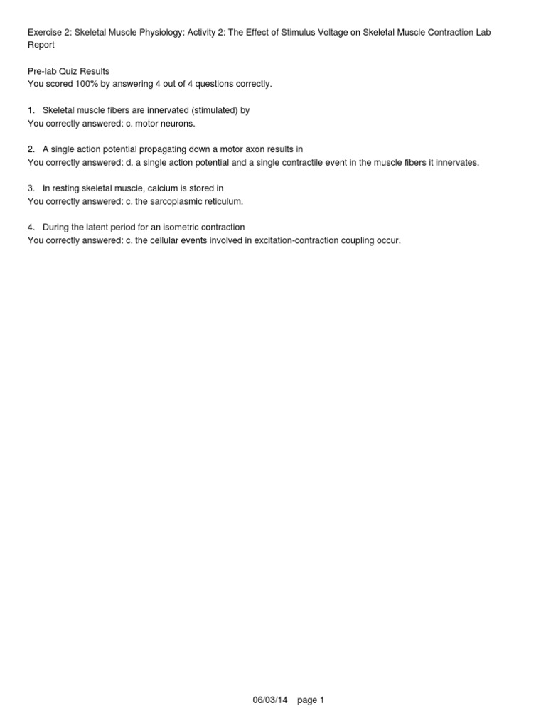 Physioex 9.0 Lab 2 | PDF | Muscle Contraction | Stimulus (Physiology)