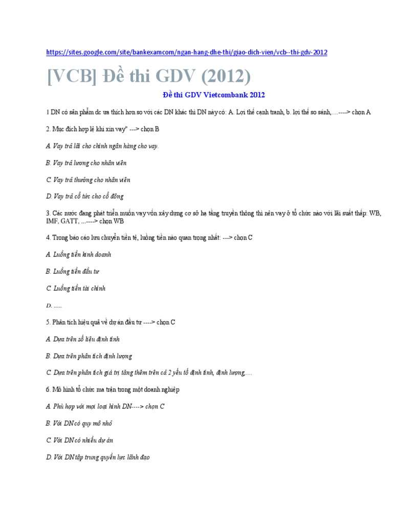De Thi GDV VCB | PDF
