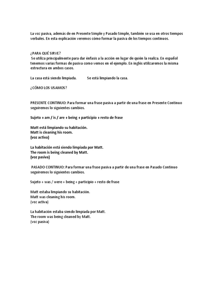 La Voz Pasiva | PDF | Verbo | Idiomas