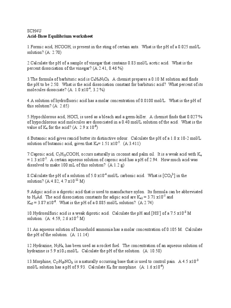 Chemistry Acid-Base Equilibrium | PDF | Acid | Atoms