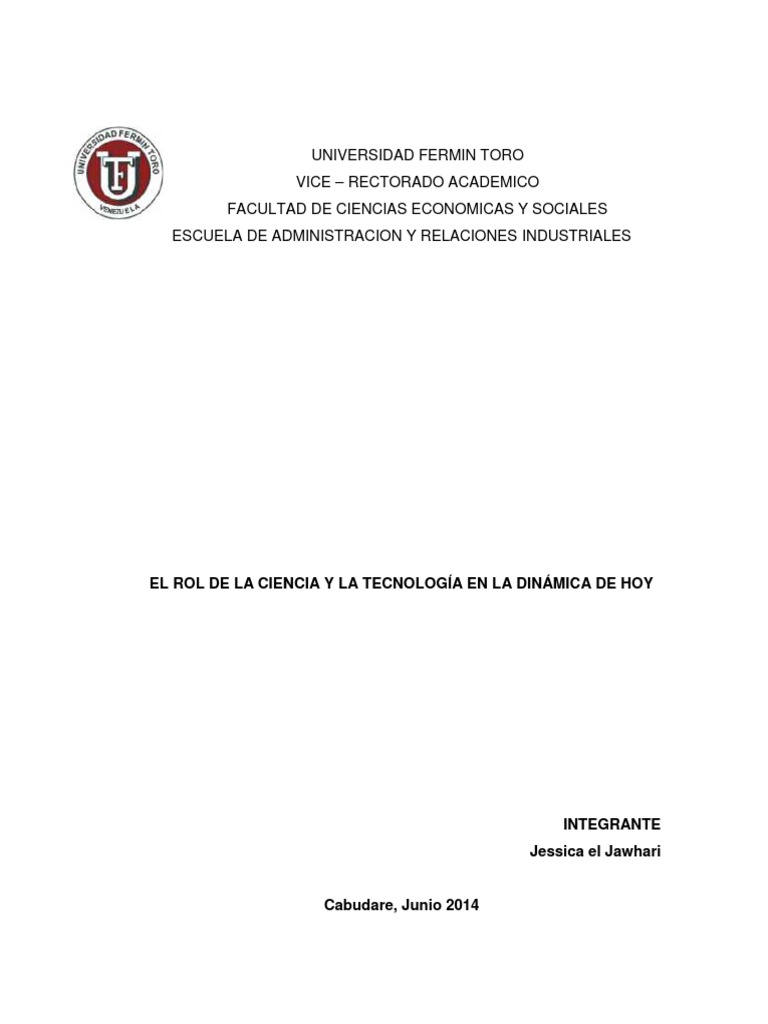 Ensayo Del Rol de La Ciencia y Tecnologia | PDF | Sociedad | Capital ...