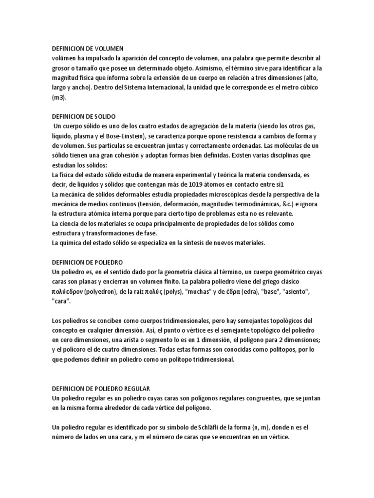 Definicion de Volumen | PDF | Geometría euclidiana | Geometría
