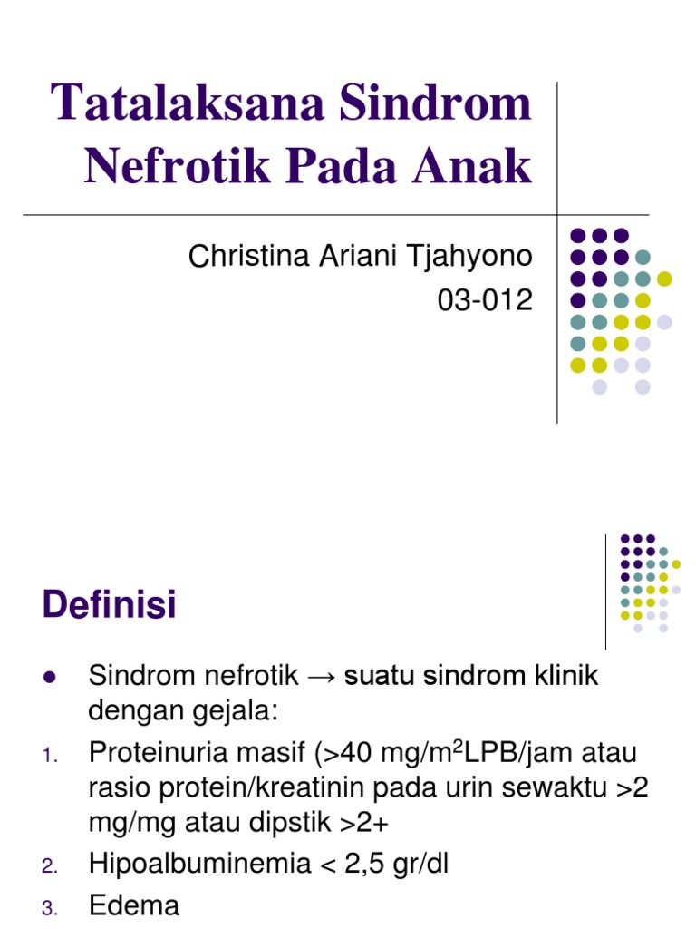 Tatalaksana Sindrom Nefrotik Pada Anak | PDF