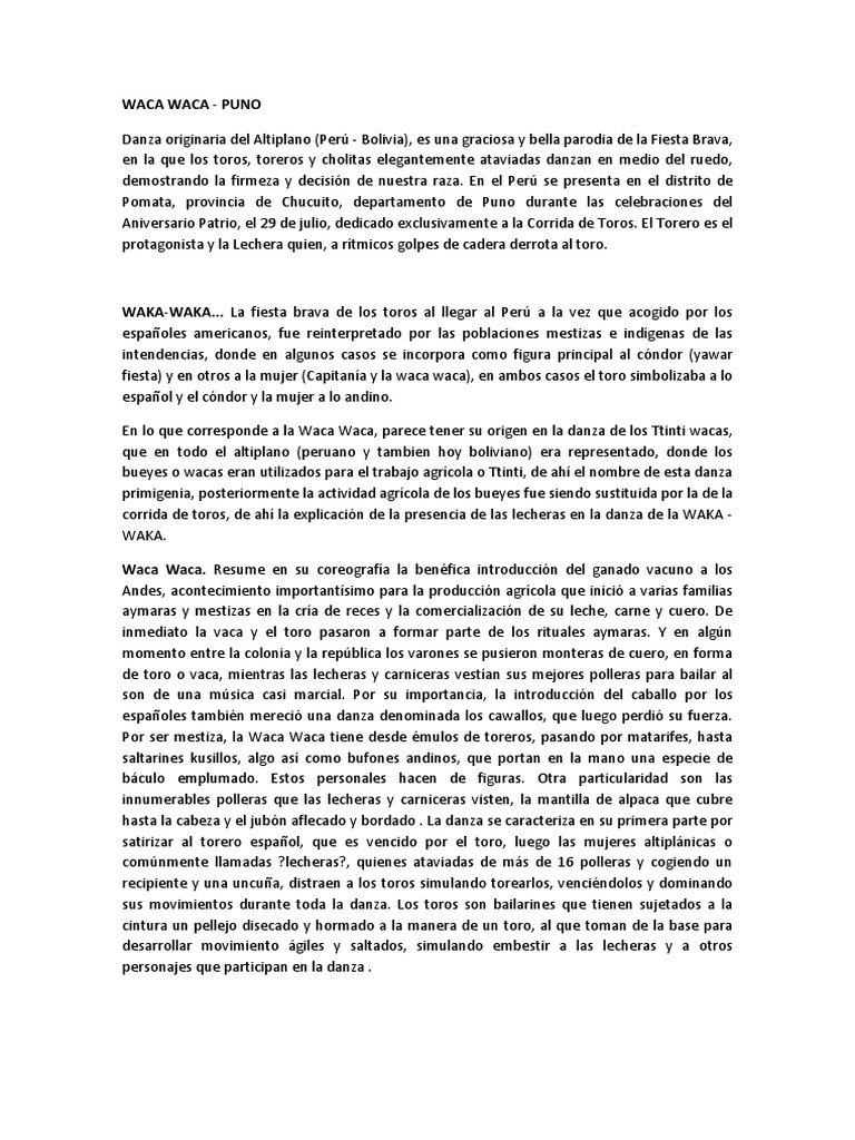 Waca Waca | PDF | Vacas | Bailes
