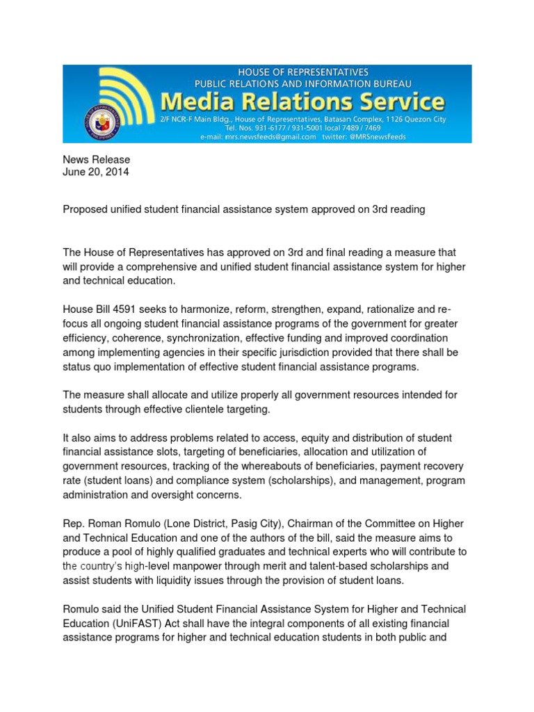 Unified Student Aid System Approved | PDF | Student Financial Aid In ...