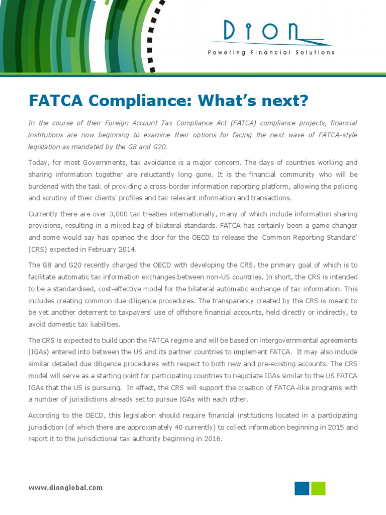 FATCA What's Next | PDF | Social Institutions | Social Science