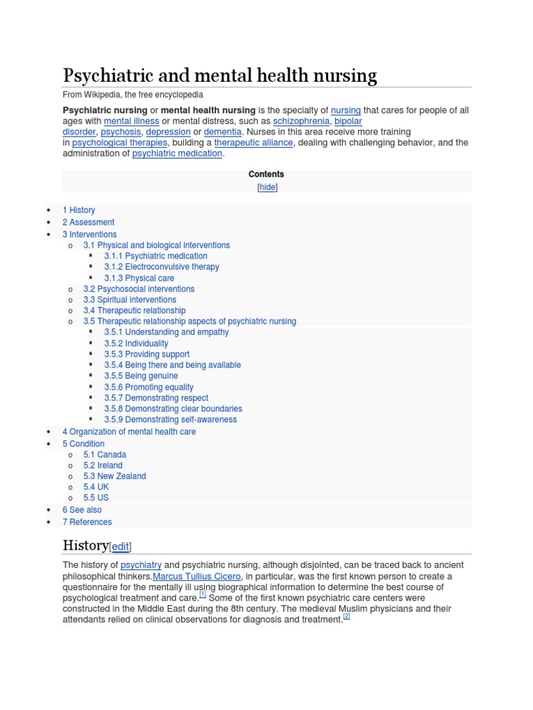 Mental Health Nursing Overview | PDF | Psychiatric And Mental Health ...